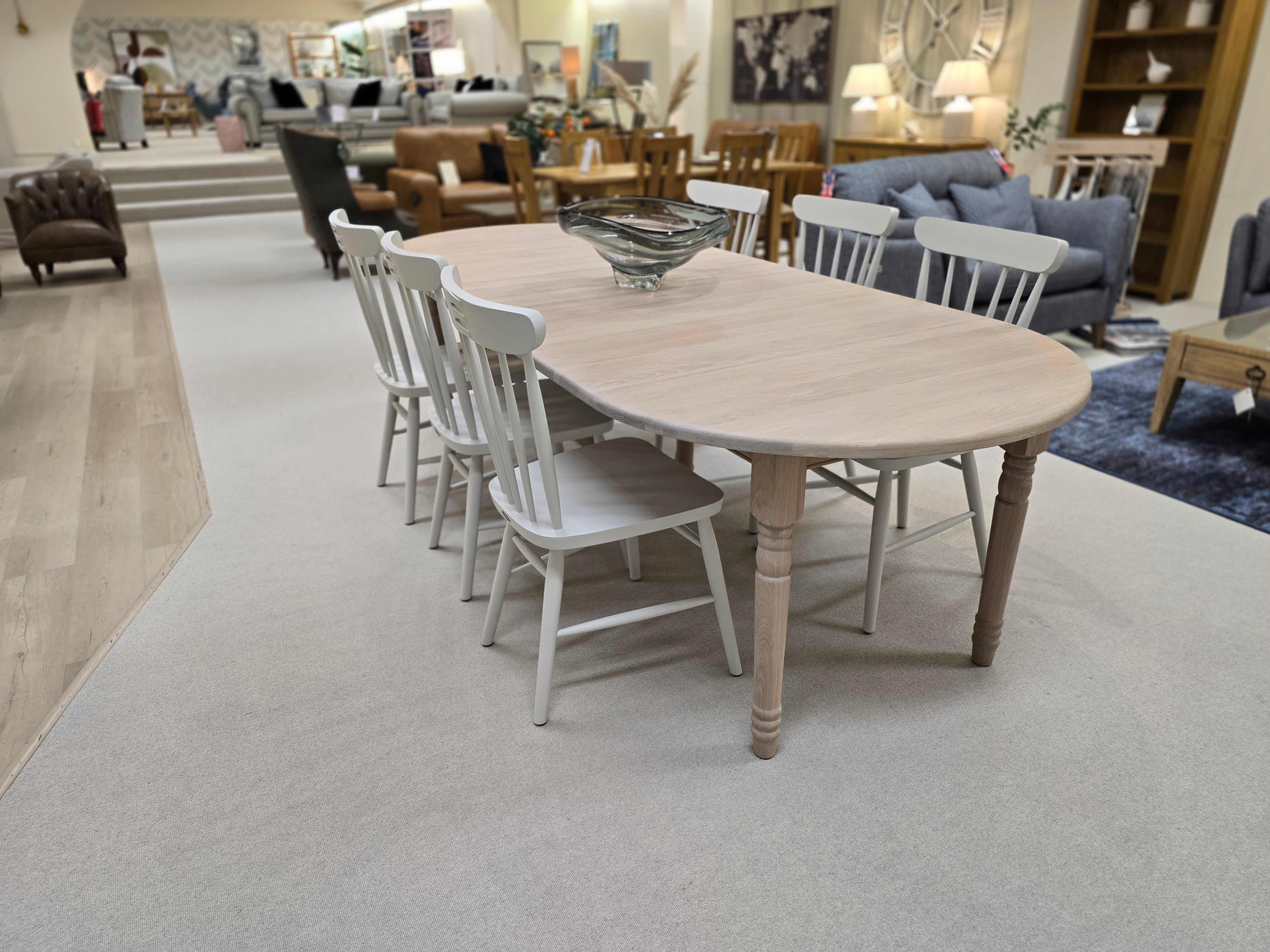 Neptune Sheldrake 110-270cm table and 6 x wardley dining chairs ...